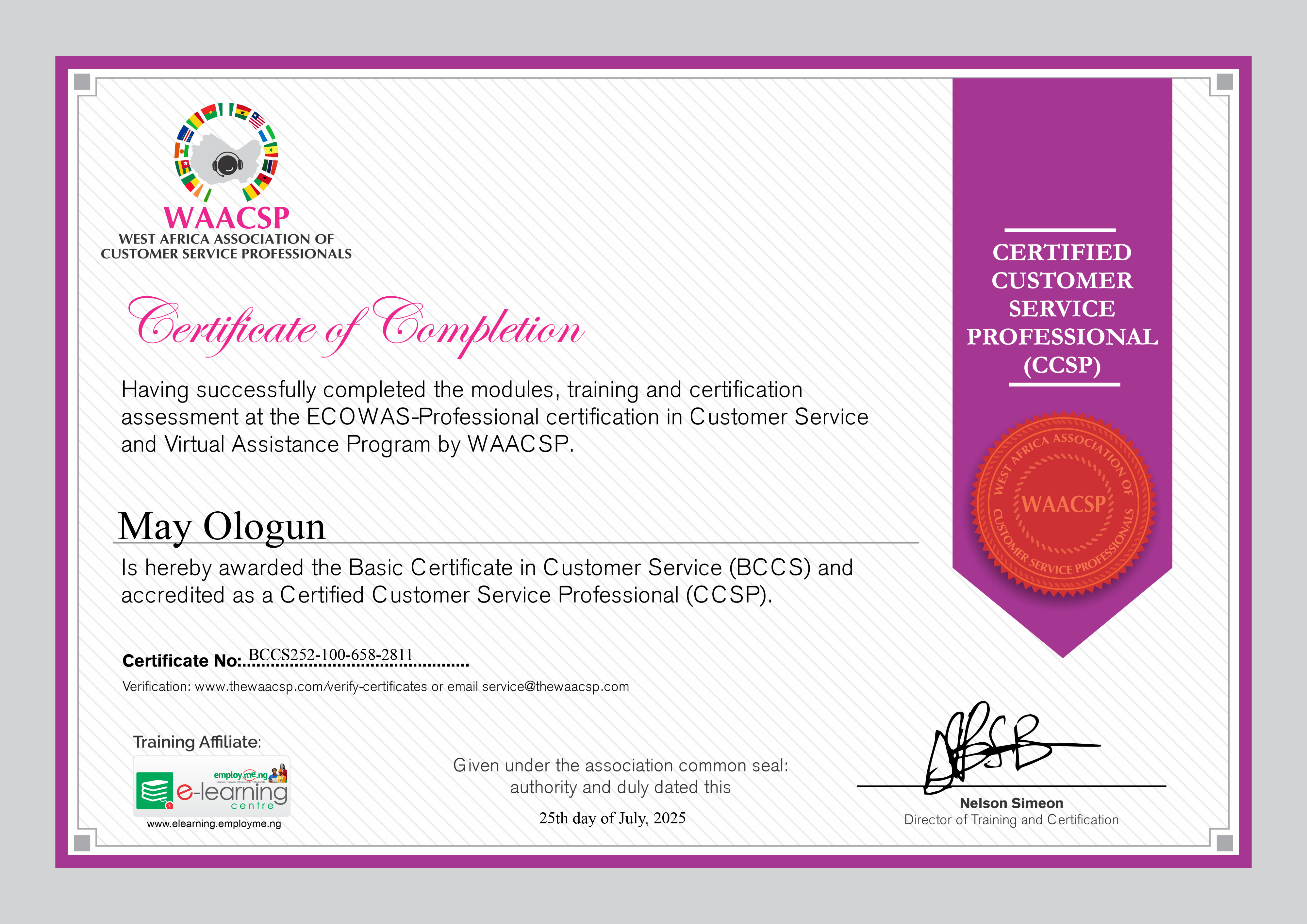 WAACSP | Verify Certificate